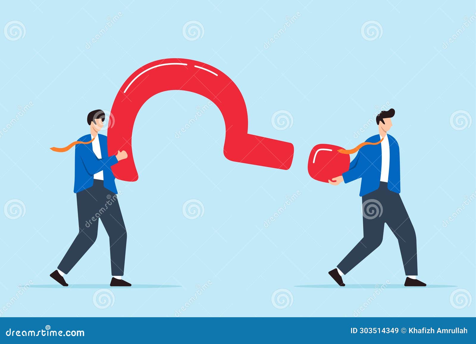 Business People Carry Big Question Mark Together Stock Illustration ...