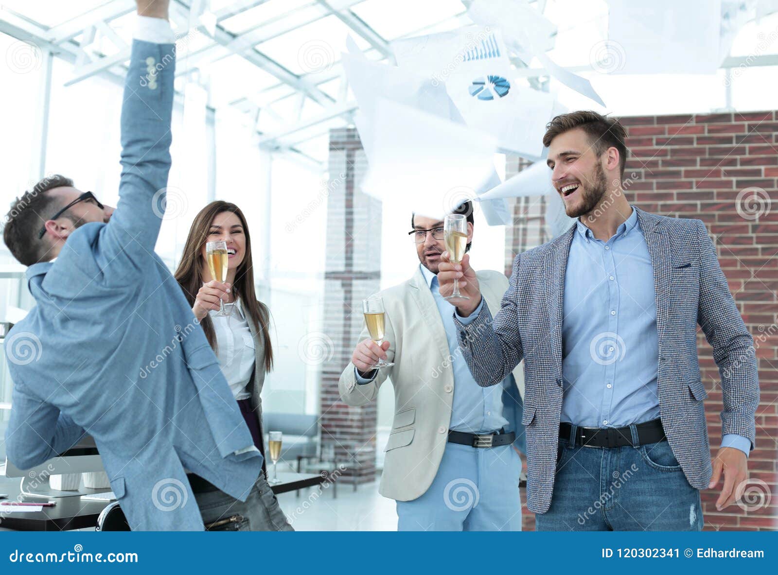 Business People Celebrate with Success in the Workplace. Stock Image ...