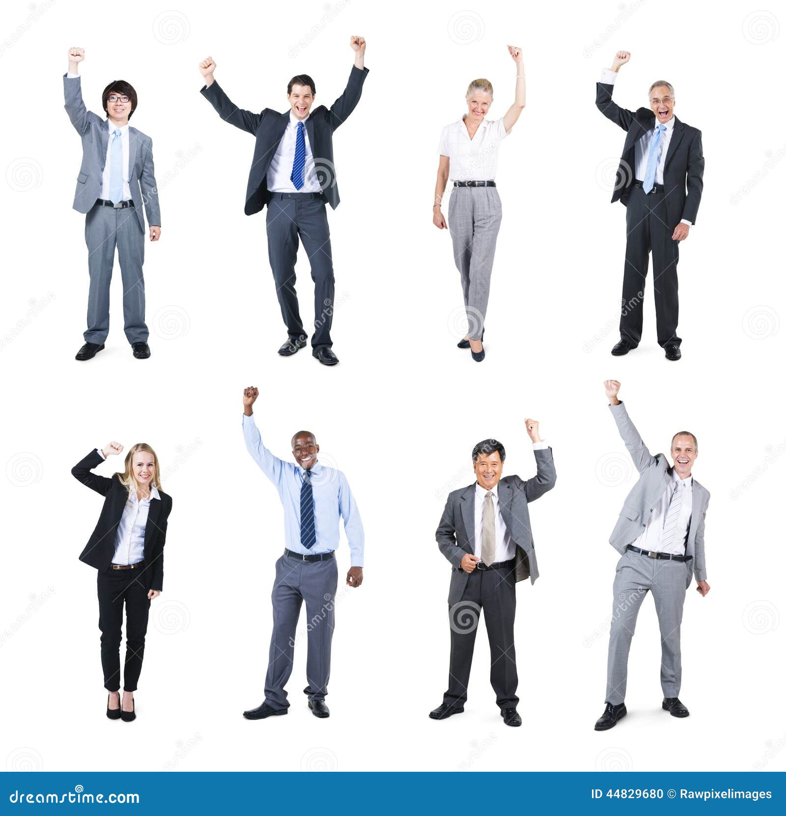 Business People Celebrating with Their Hands Raised Stock Photo - Image ...