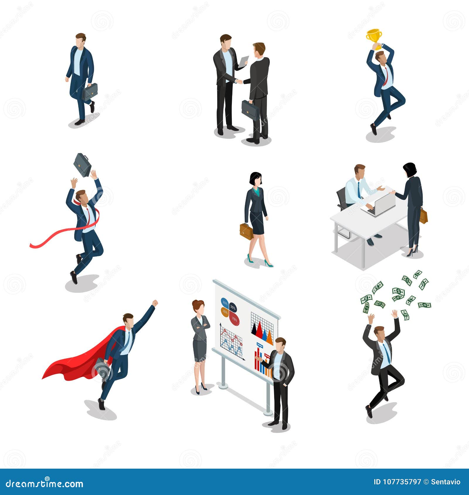 Business People Characters Work Flat Isometric Vec Stock Illustration ...