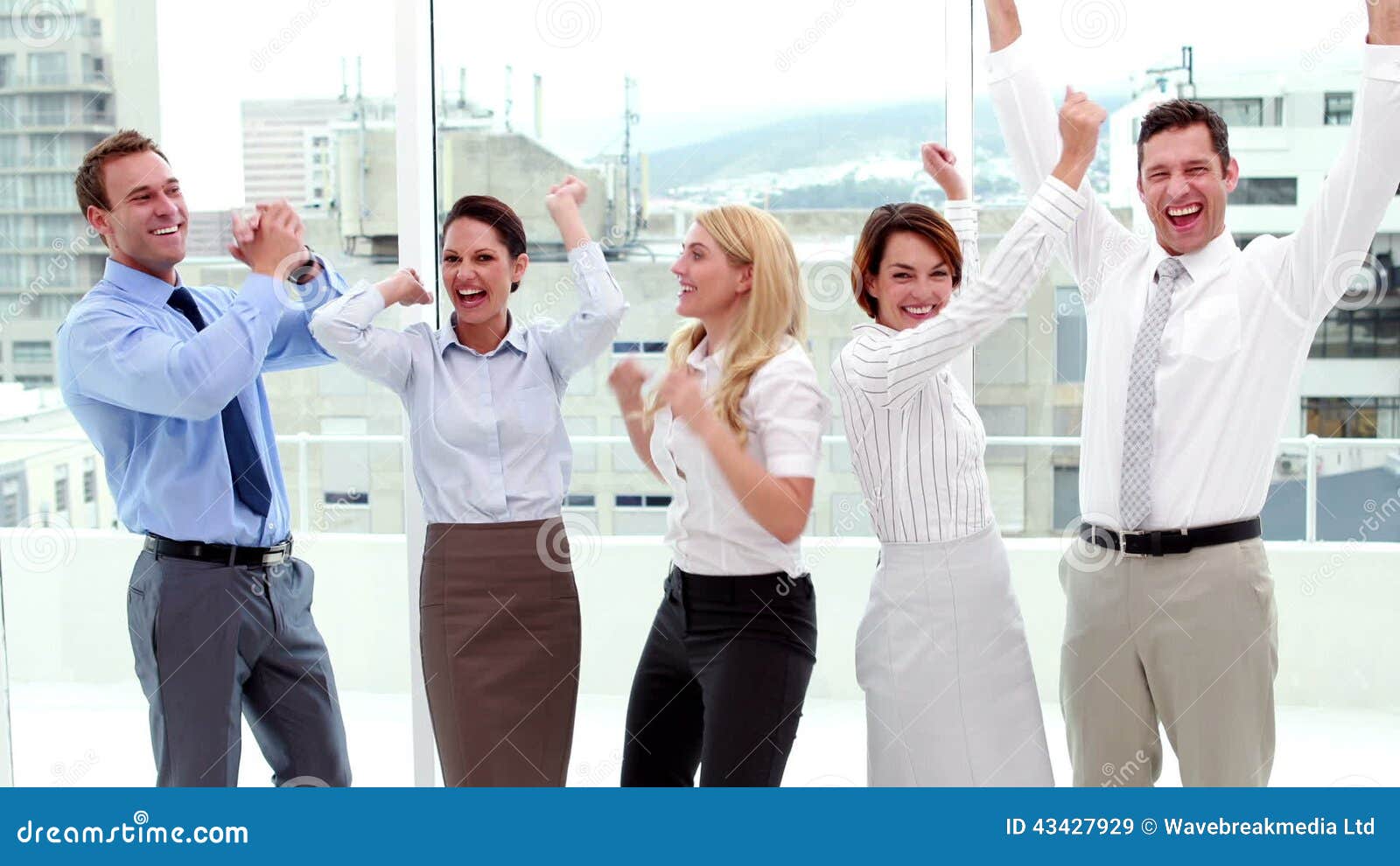 Business People Cheering at the Camera Stock Video - Video of male ...