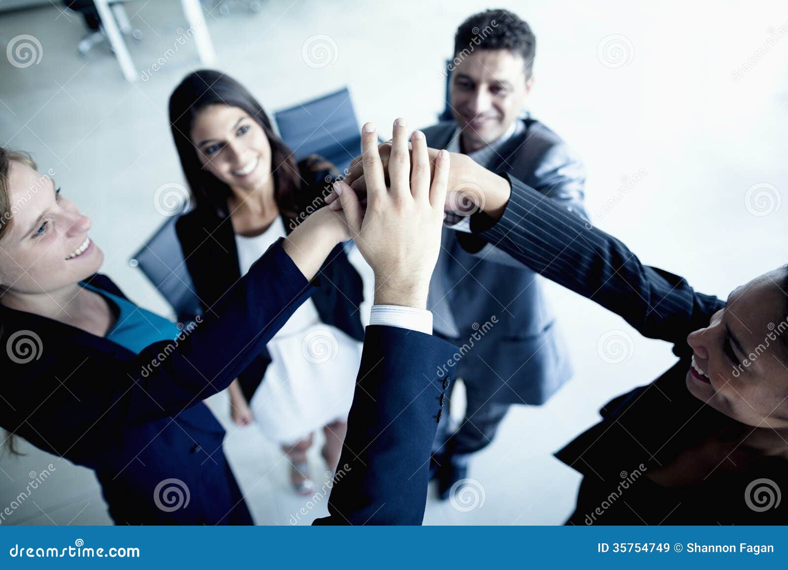 Business People Cheering with Hands Together Stock Image - Image of ...