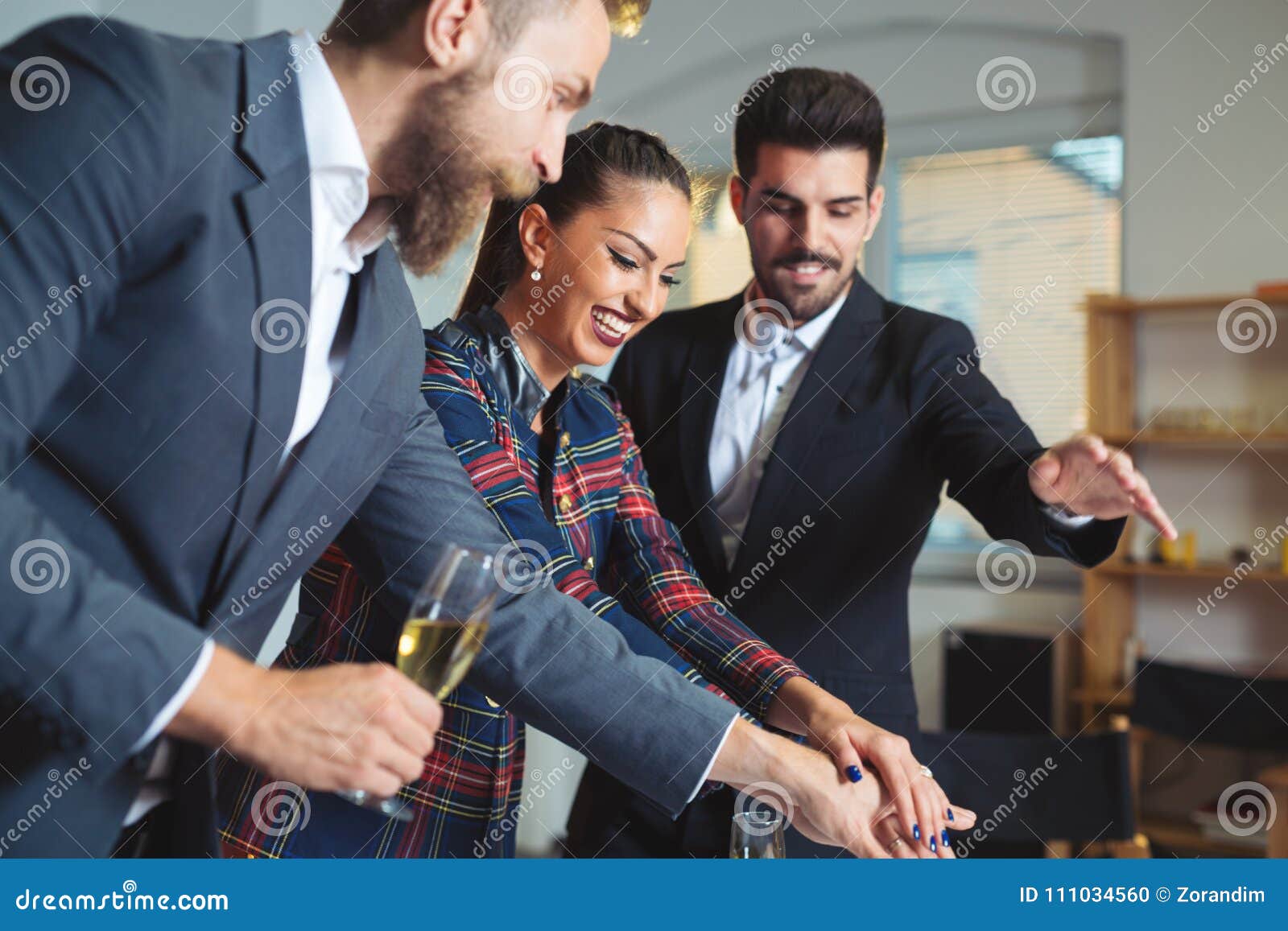Business People Cheering with Hands Together Stock Photo - Image of ...