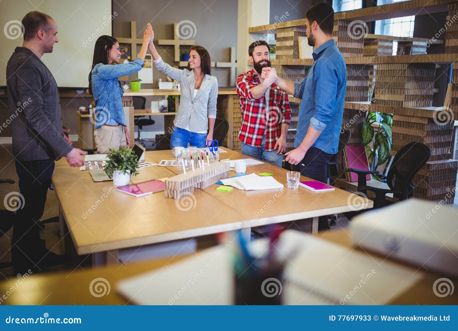 Business People Cheering after Meeting Stock Image - Image of ...