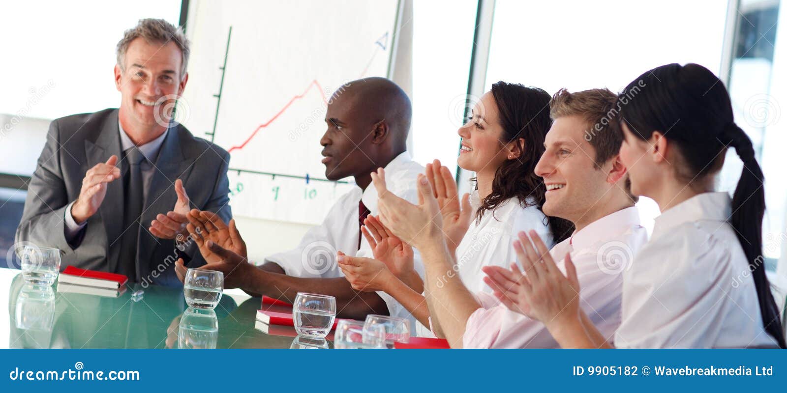 Business People Clapping in a Meeting Stock Photo - Image of handsome ...