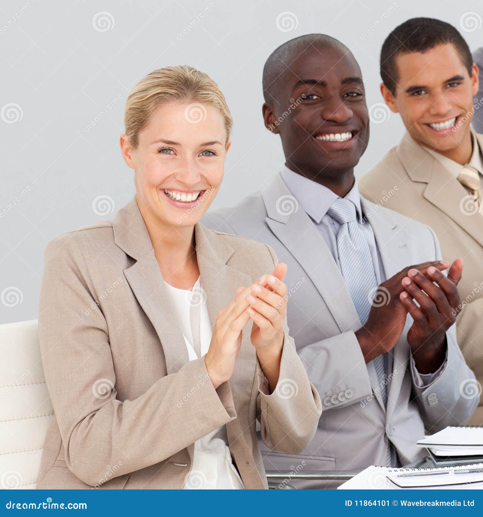 Business People Clapping at a Presentation Stock Image - Image of ...