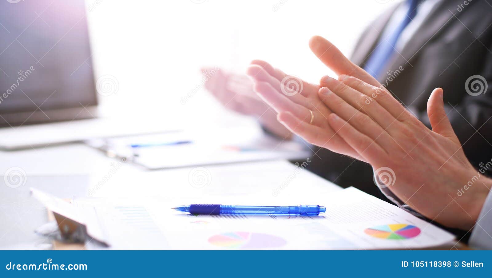 Business People Clapping, Sitting on the Desk . Business People Stock ...