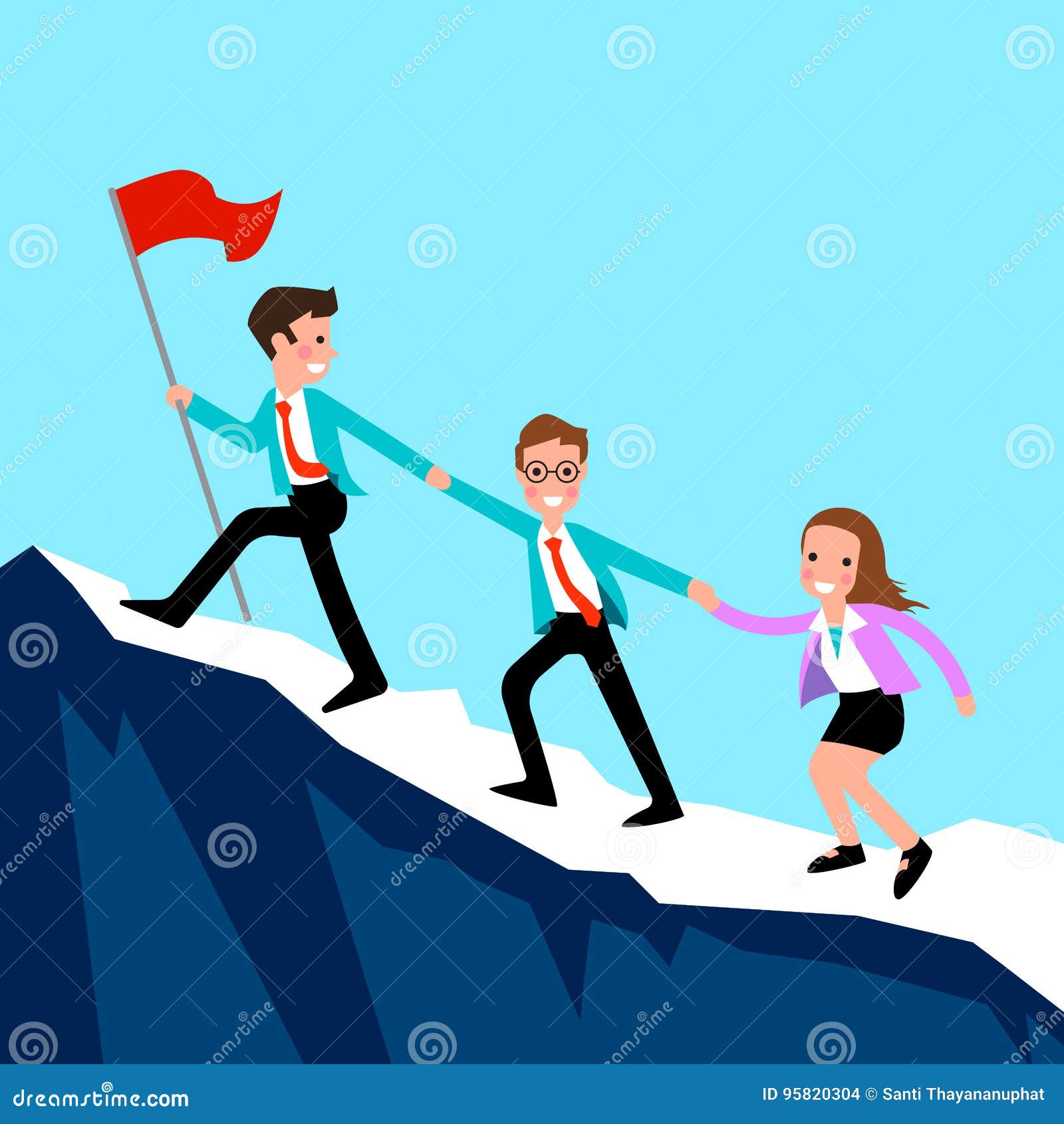 Two Business Man Climb Podium Boss Hold Golden Cup Successful Team ...