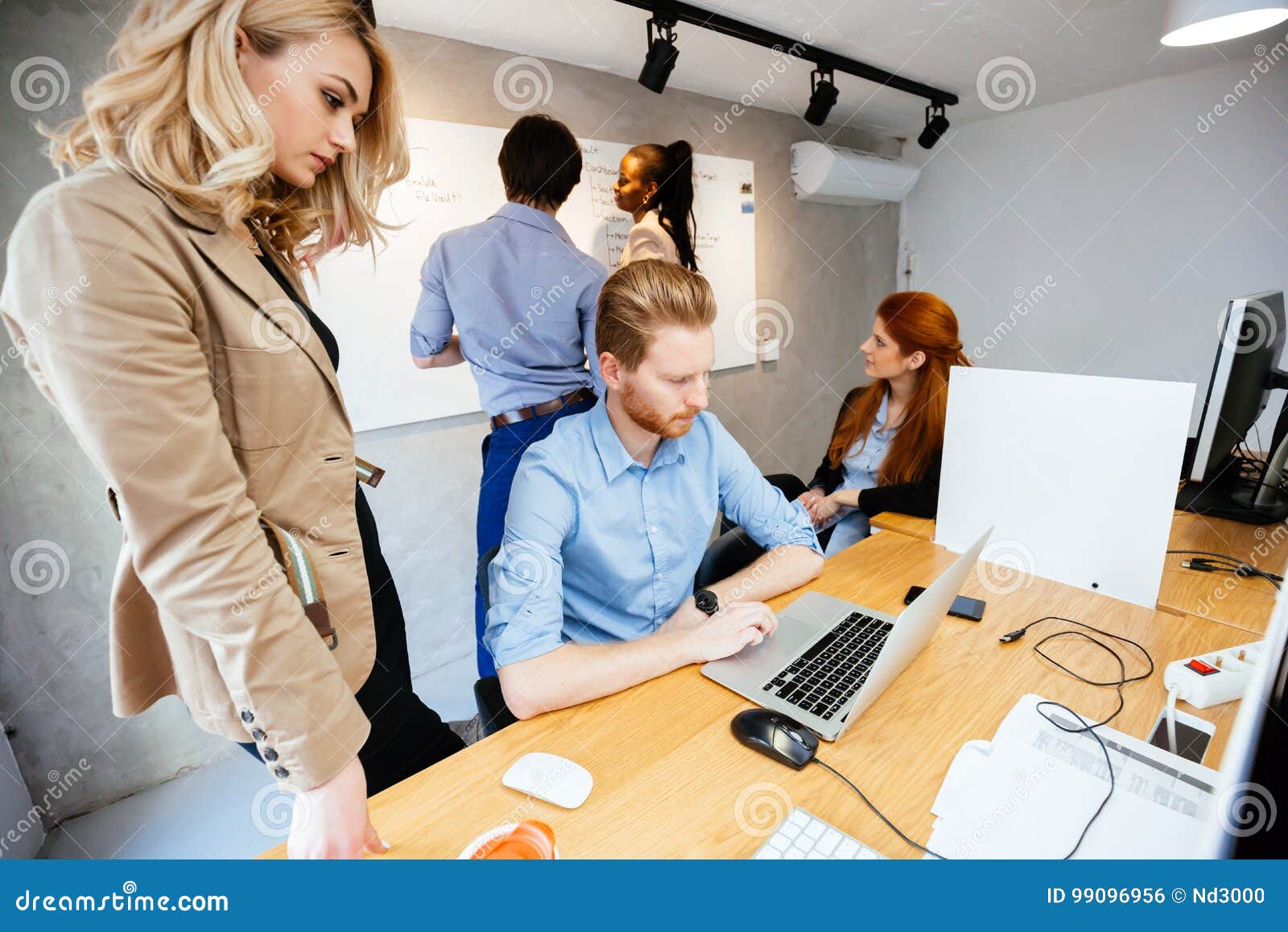Business People Collaborate in Office Stock Photo - Image of horizontal ...