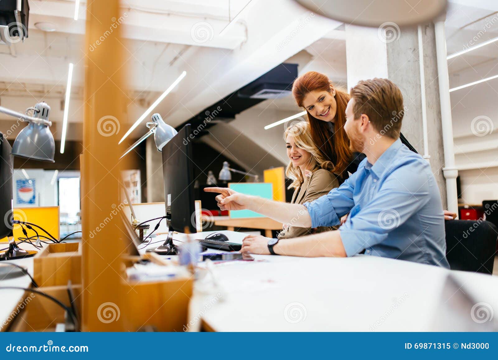 Business People Collaborate in Office Stock Image - Image of laptop ...