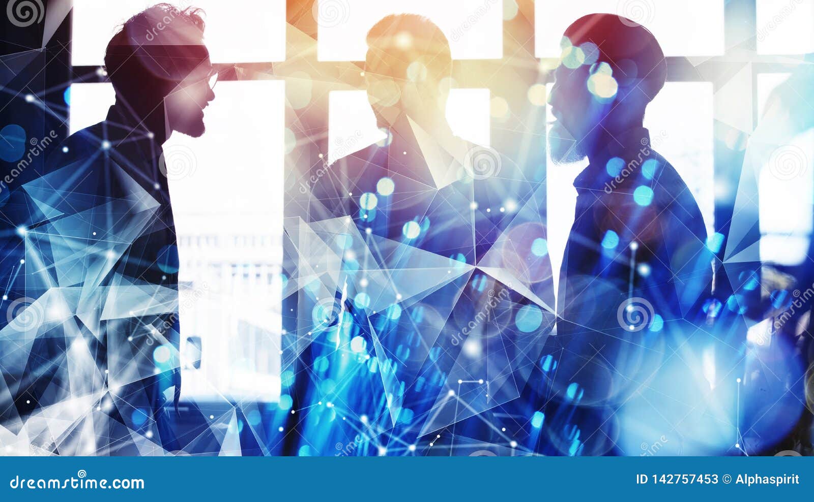 Business People Collaborate Together in Office. Double Exposure Effects ...