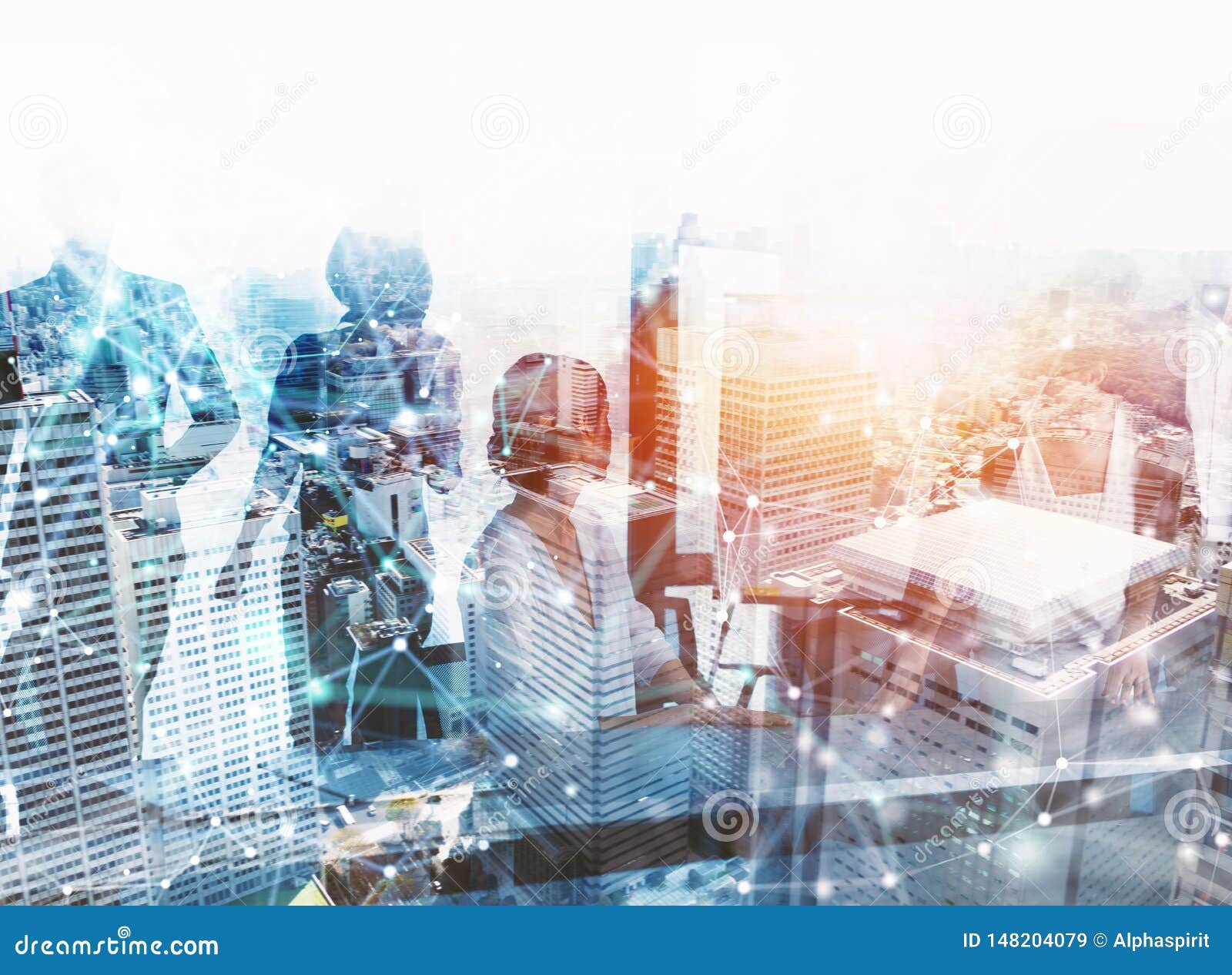 Business People Collaborate Together in Office. Internet Connection ...