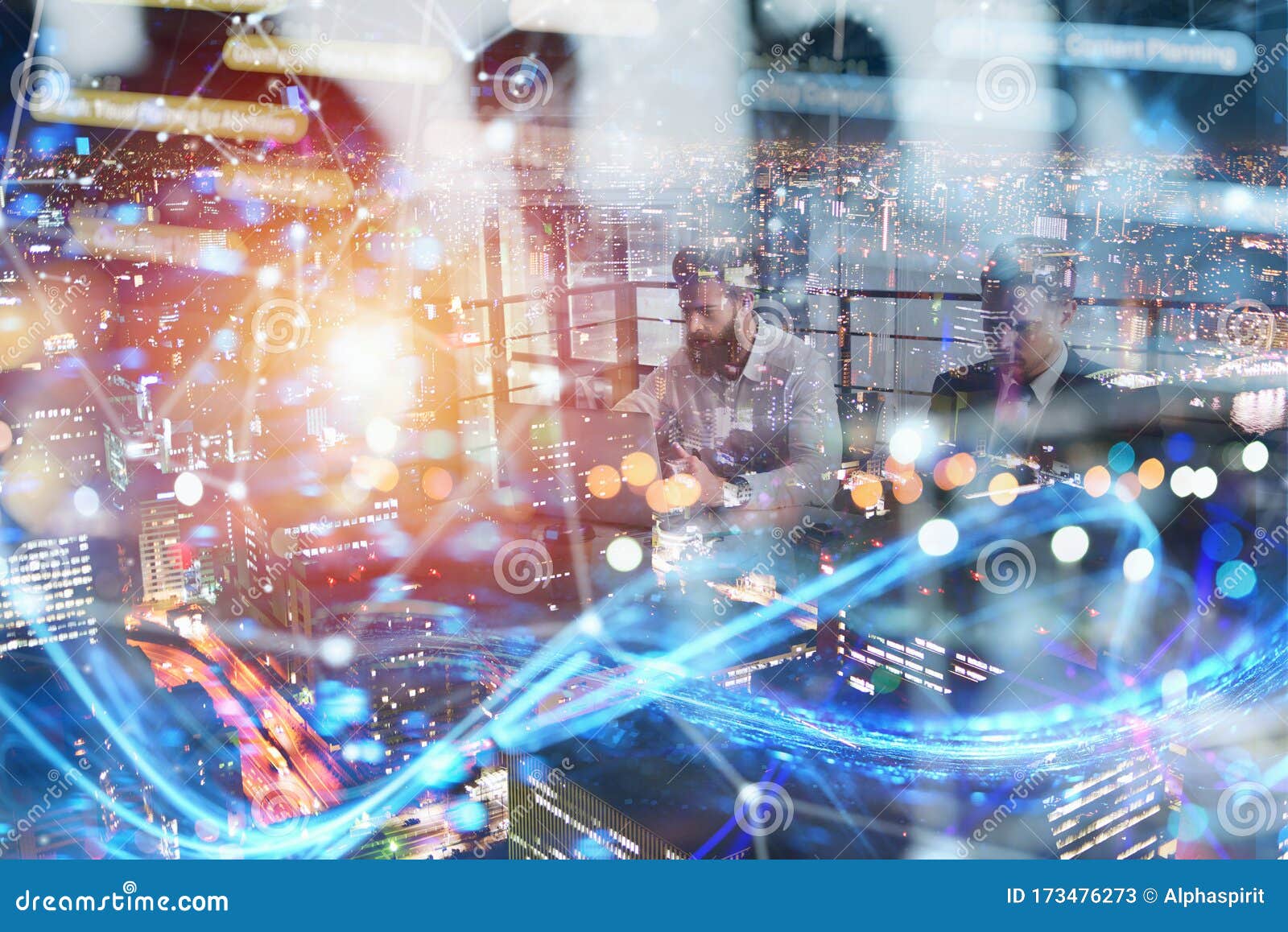 Business People Collaborate Together in Office. Internet Connection ...