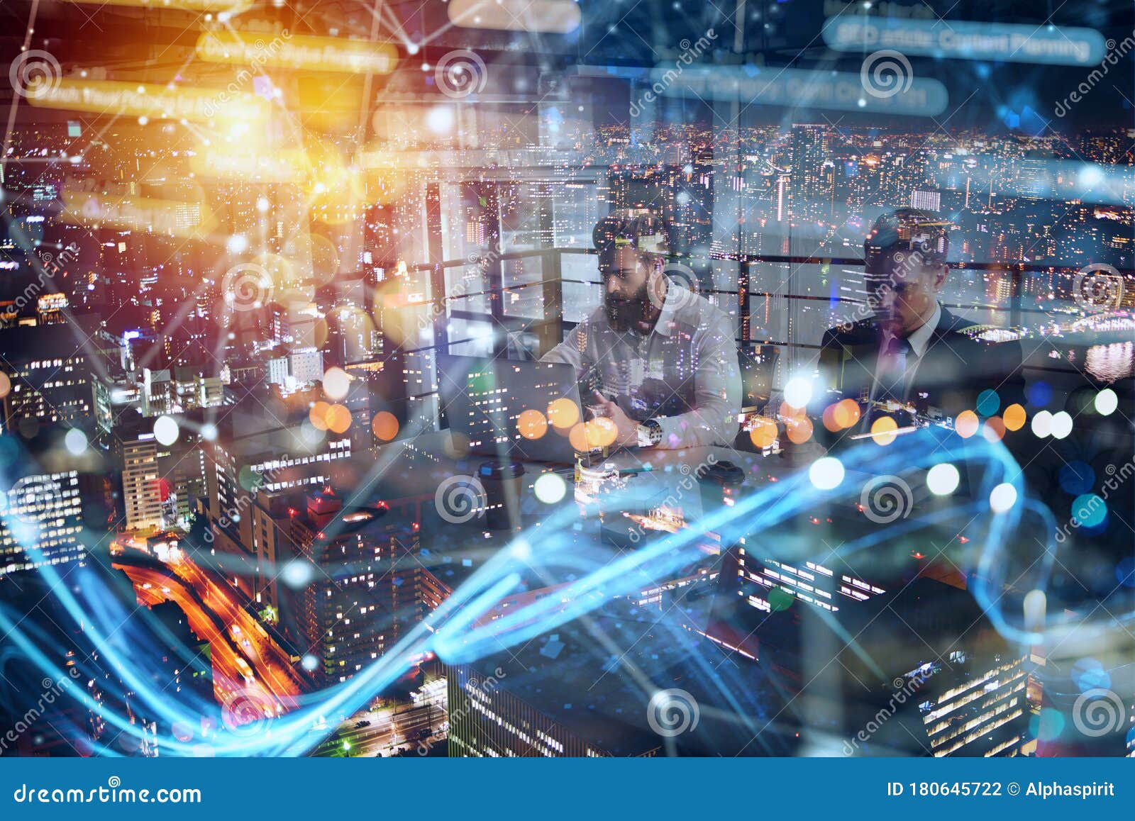 Business People Collaborate Together in Office. Internet Connection ...