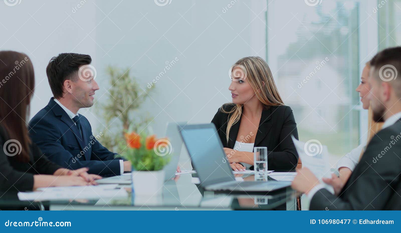 Business People Collaborating at the Table Stock Image - Image of ...