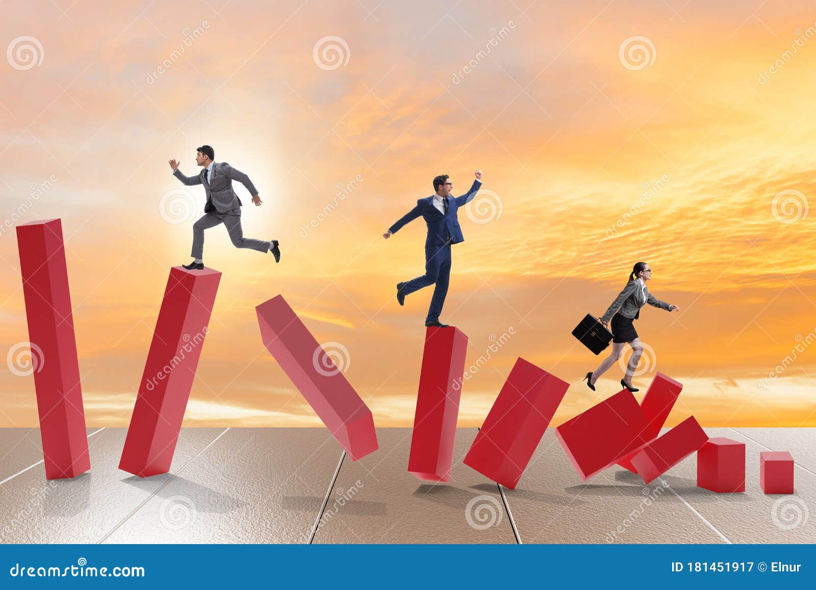Business People in a Collapsing Economy Concept Stock Image - Image of ...