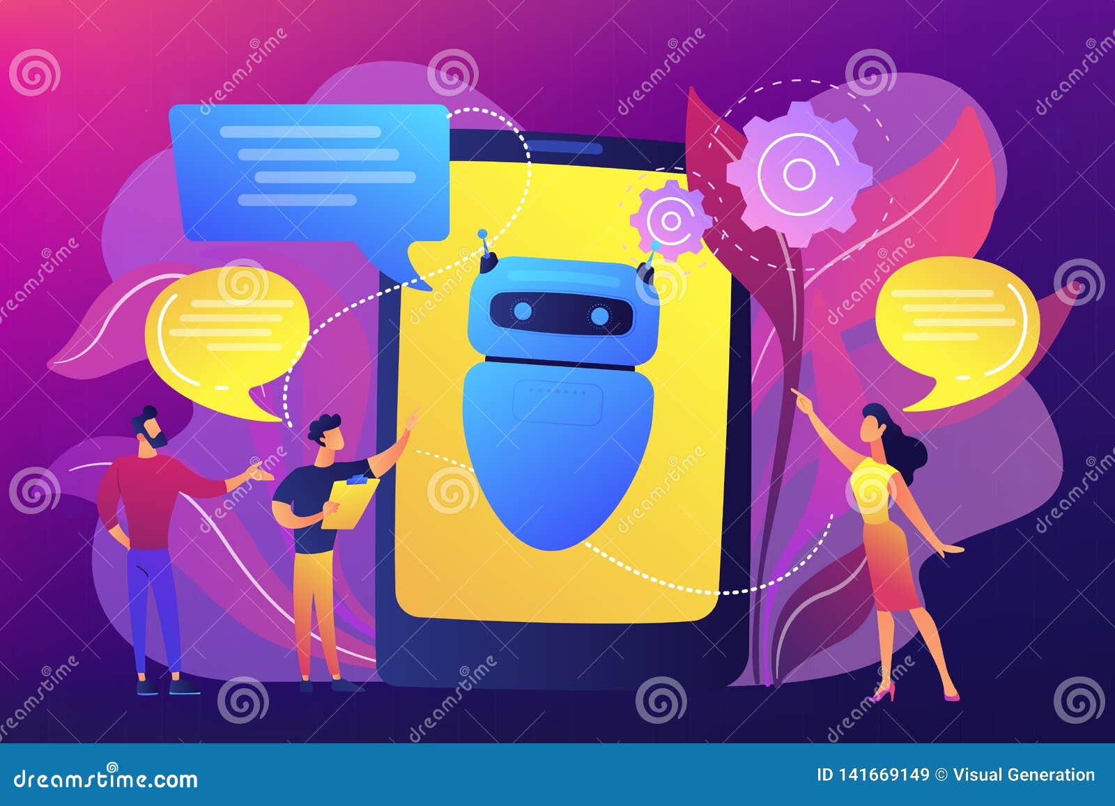 Chatbot AI Concept Vector Illustration. Stock Vector - Illustration of ...
