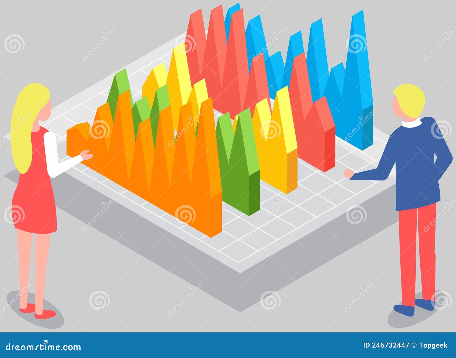 Business People Communicating in Office Discuss Statistics, Analyze ...