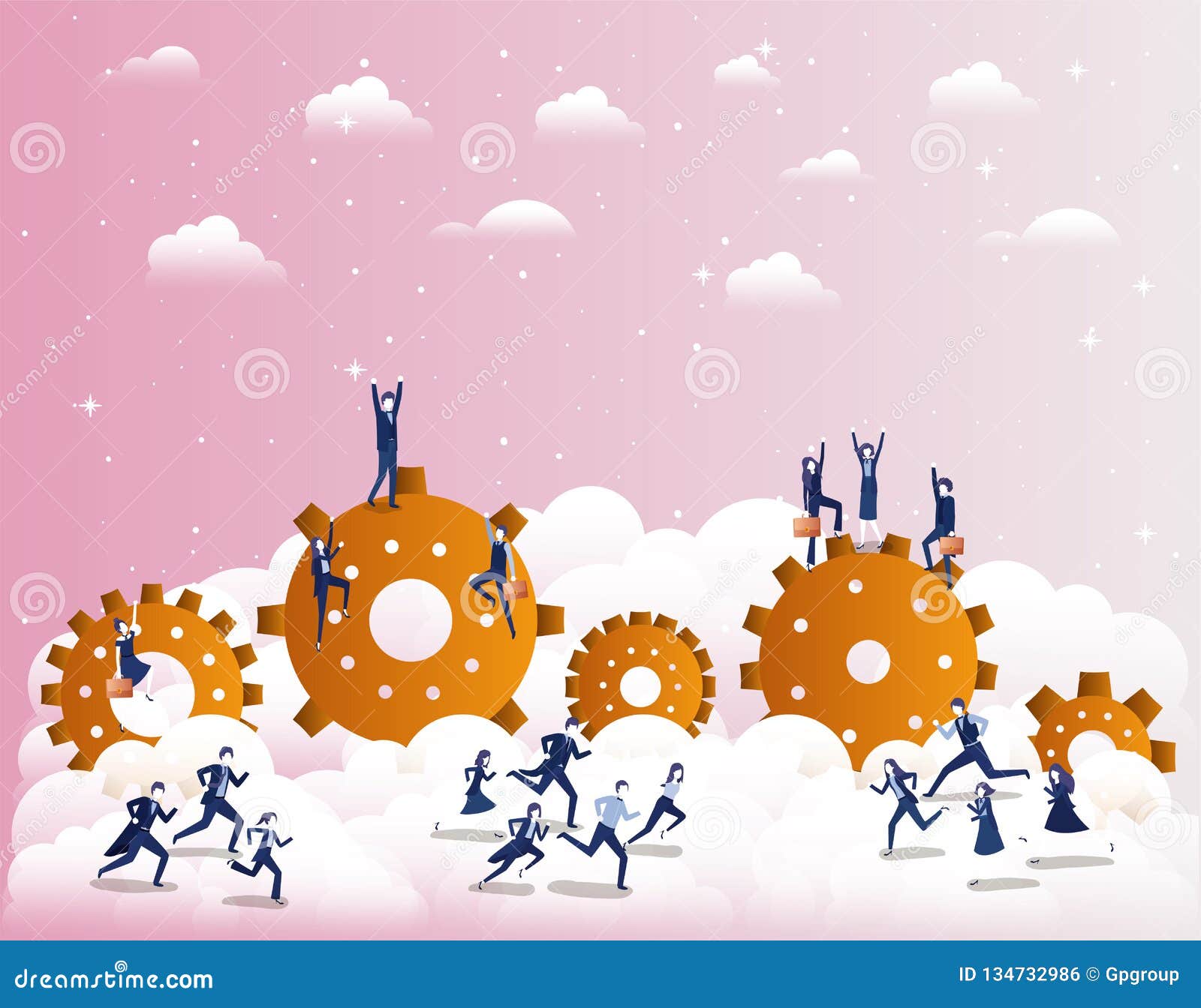 Business People Competing with Gears Stock Vector - Illustration of ...