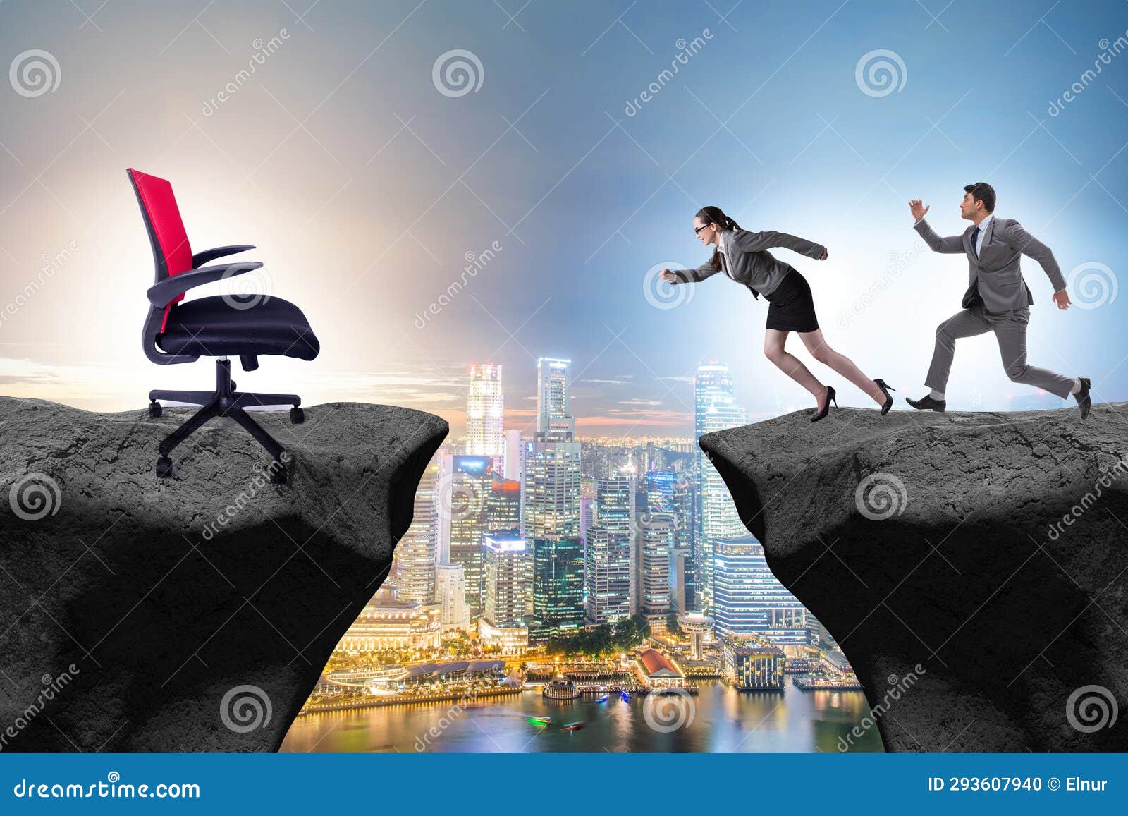Business People Competing for Promotion Stock Photo - Image of business ...