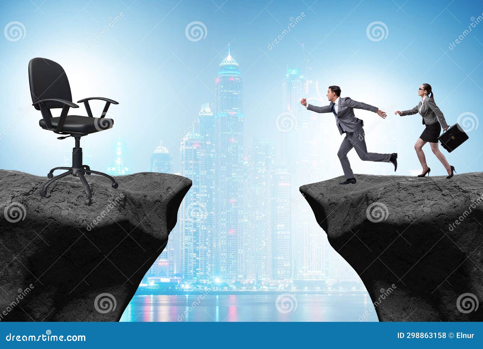 Business People Competing for Promotion Stock Photo - Image of chair ...