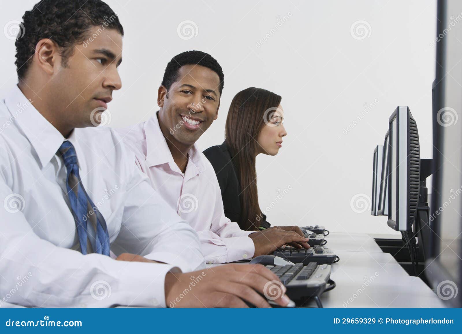 Business People at Computer Desk Stock Image - Image of people ...