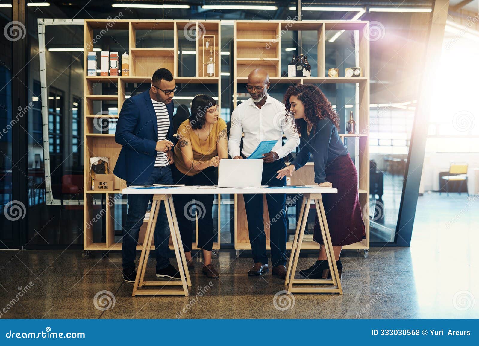 Business People, Computer and Discussion in Collaboration for Planning ...