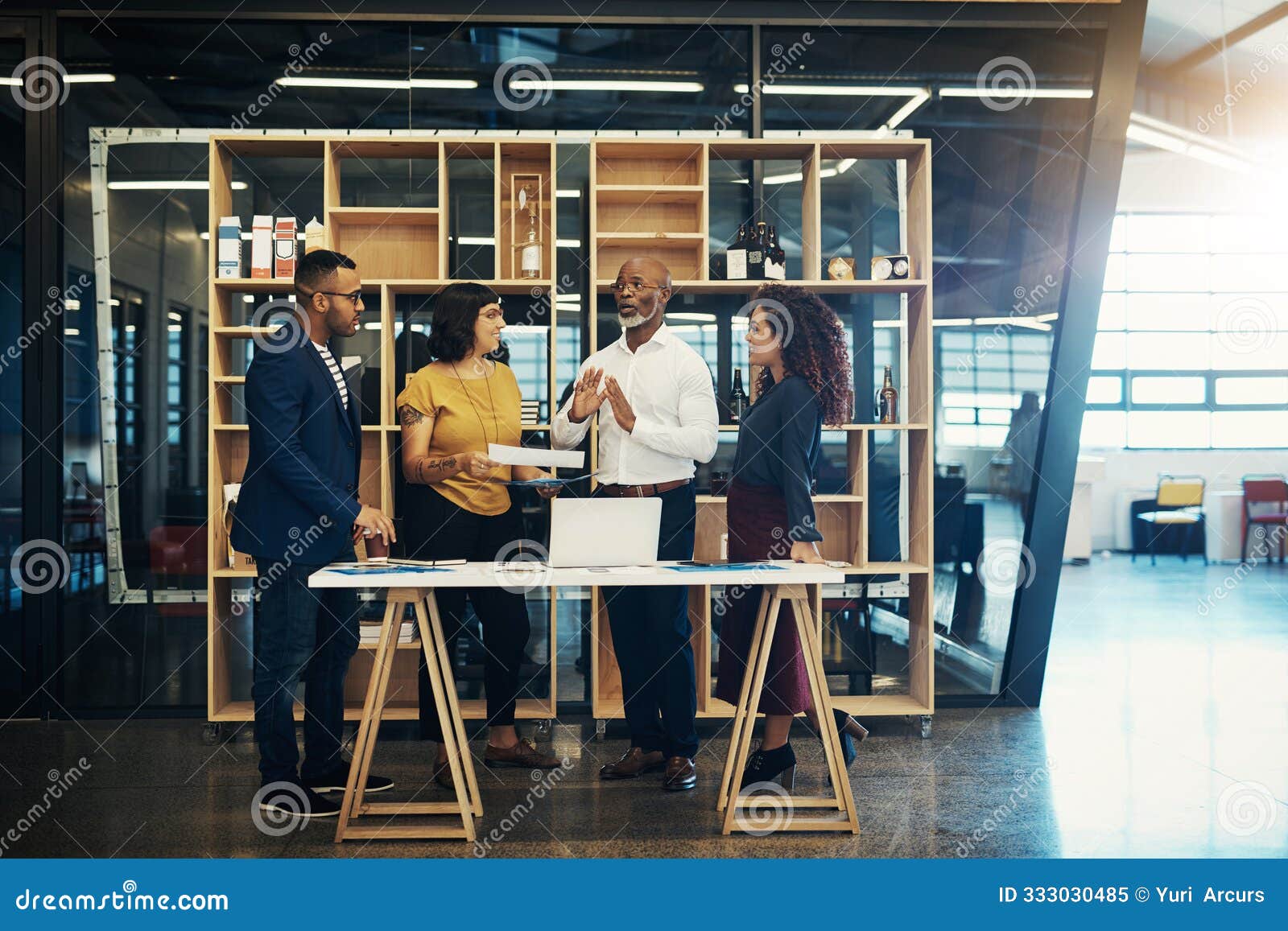 Business People, Computer and Discussion in Office for Planning, Idea ...