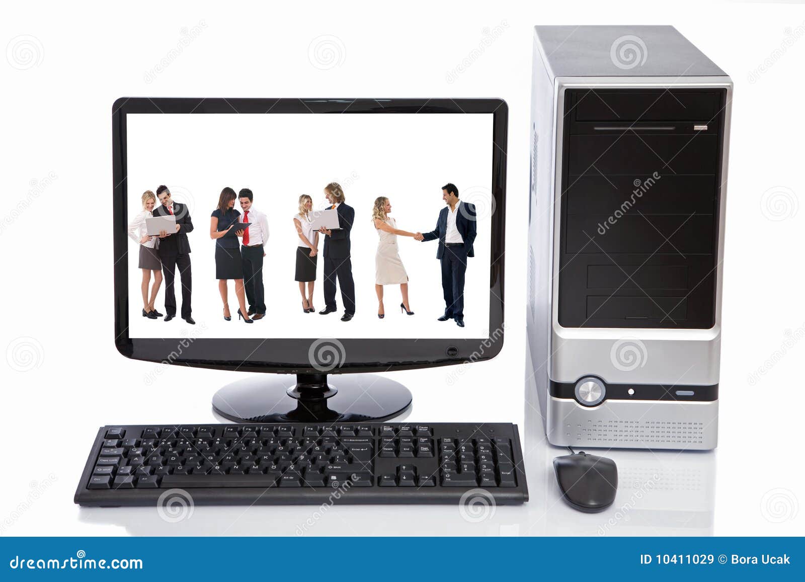 Business People in Computer Lcd Monitor Stock Image - Image of keyboard ...