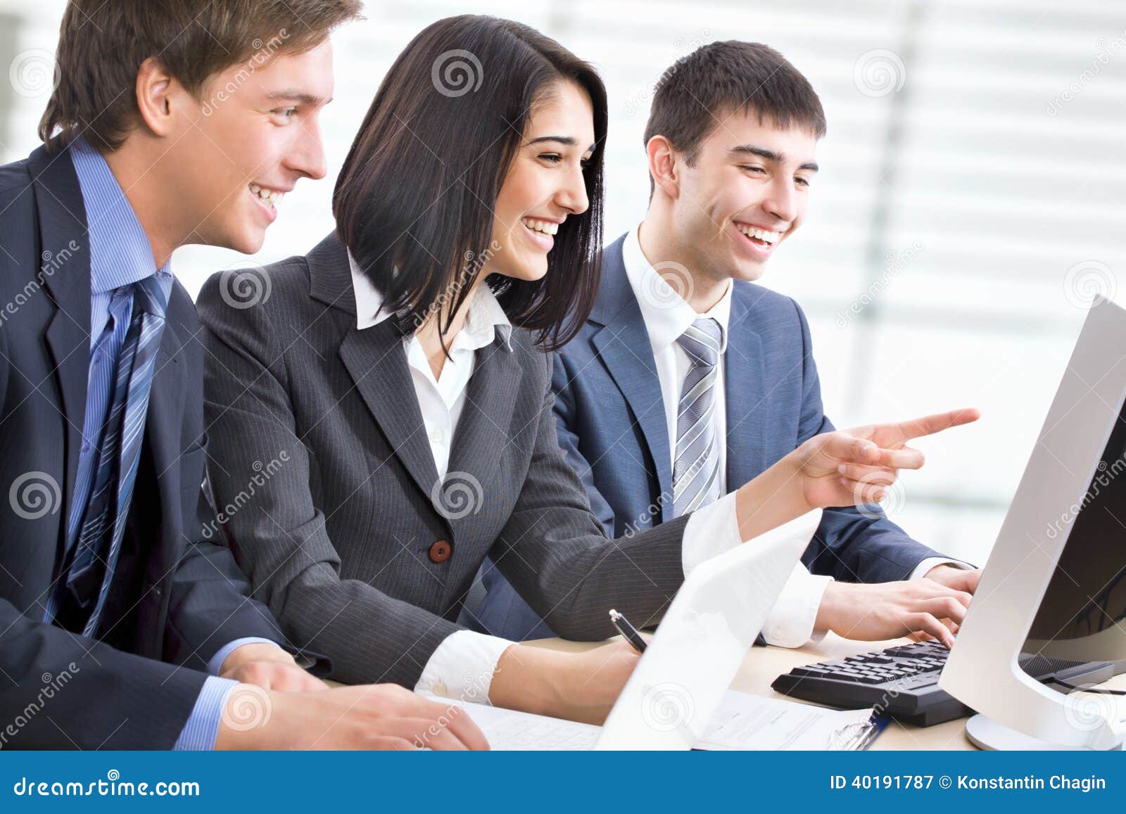 Business People with Computer Stock Image - Image of interacting ...