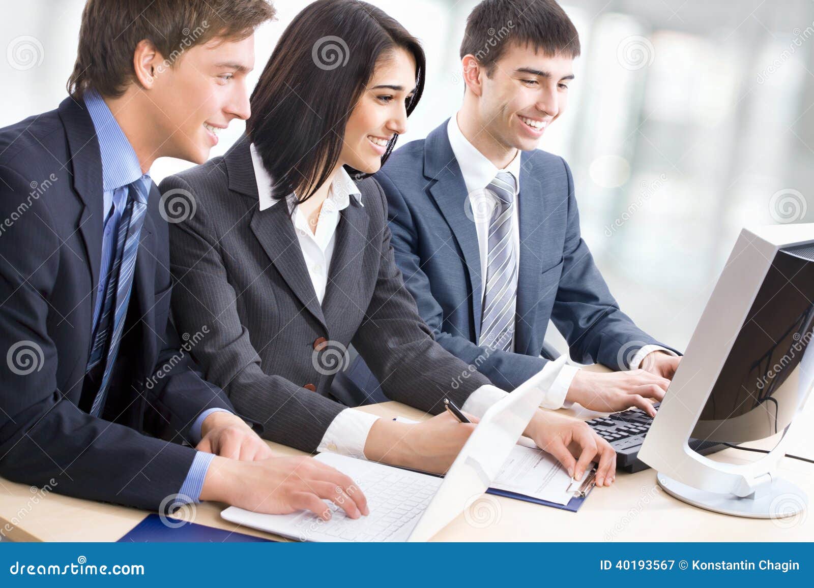 Business People with Computer Stock Image - Image of computer, male ...