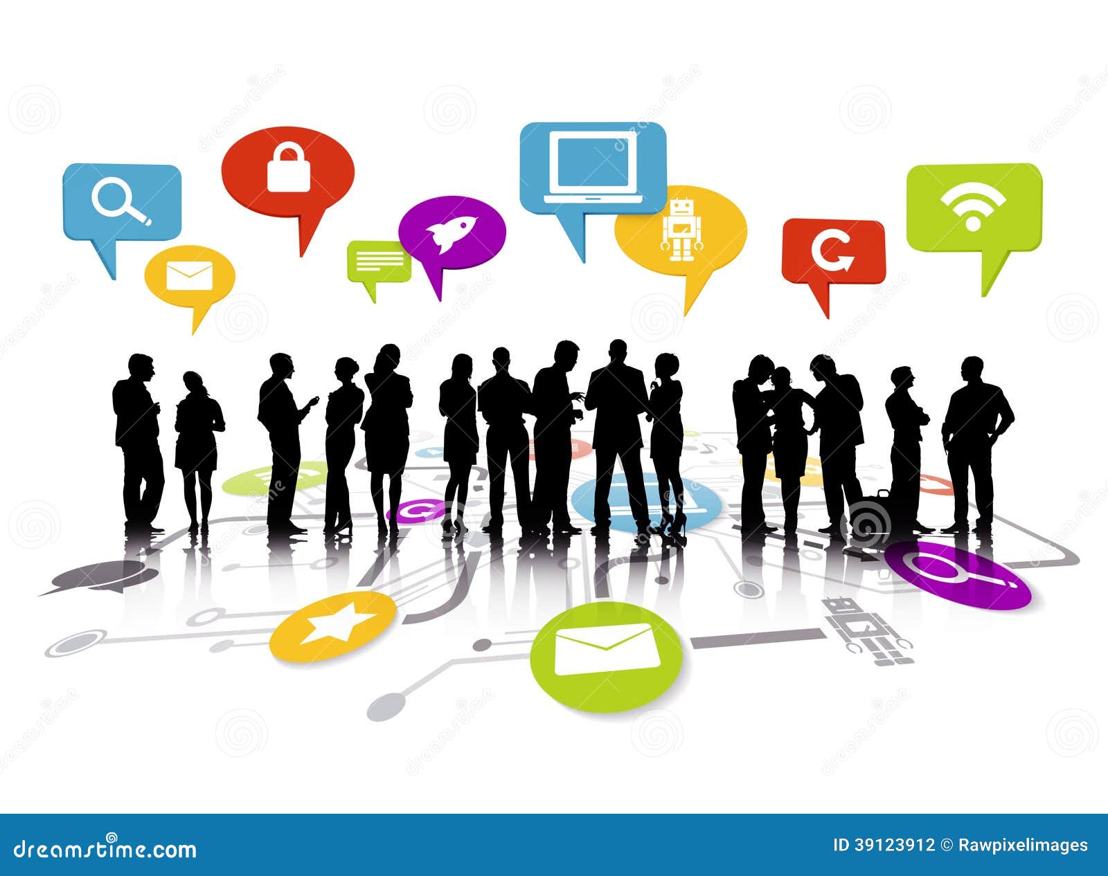 Business People with Computer Symbols Stock Photo - Image of people ...