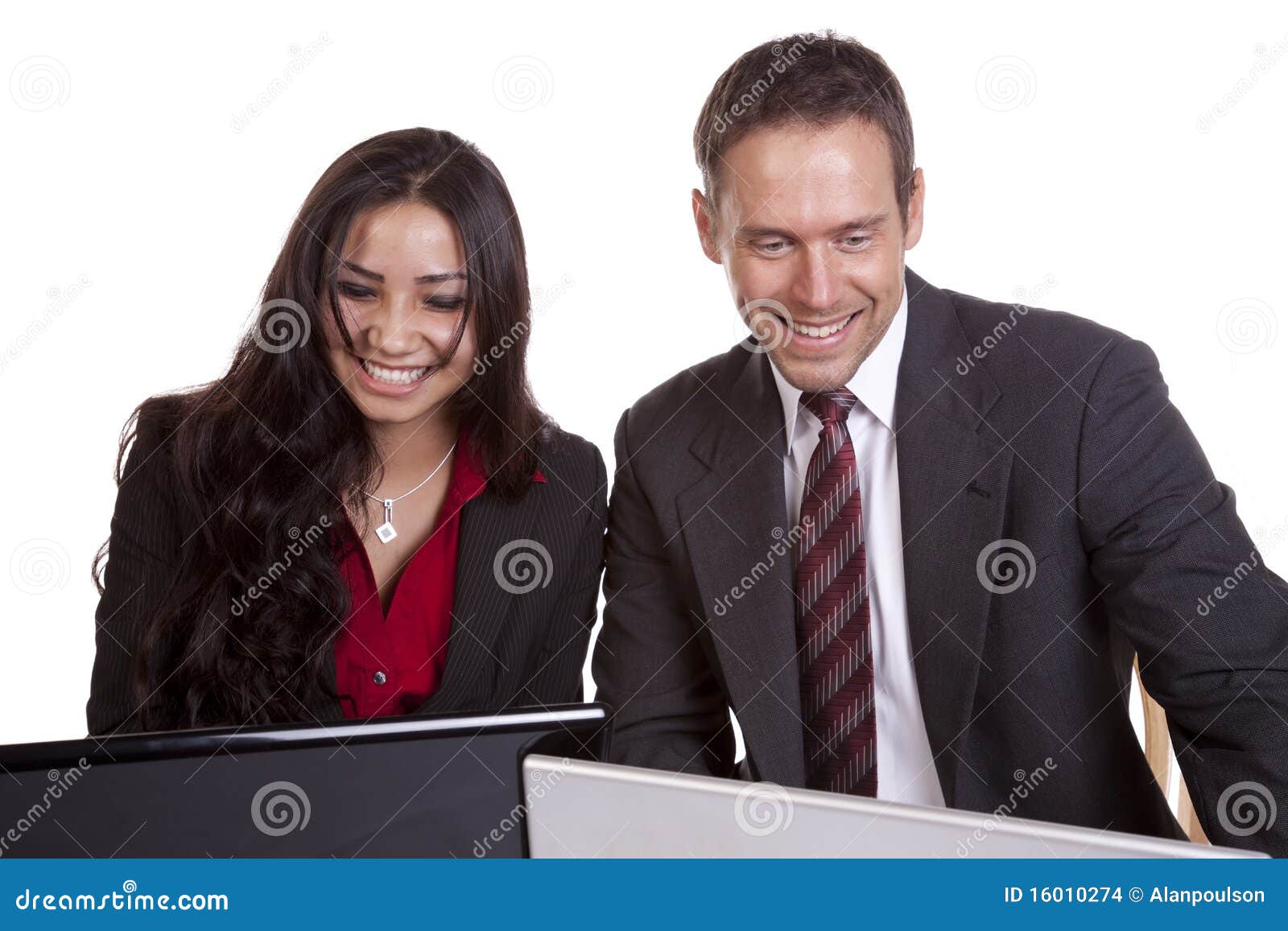 Business People on Computers Smiling Stock Photo - Image of manager ...