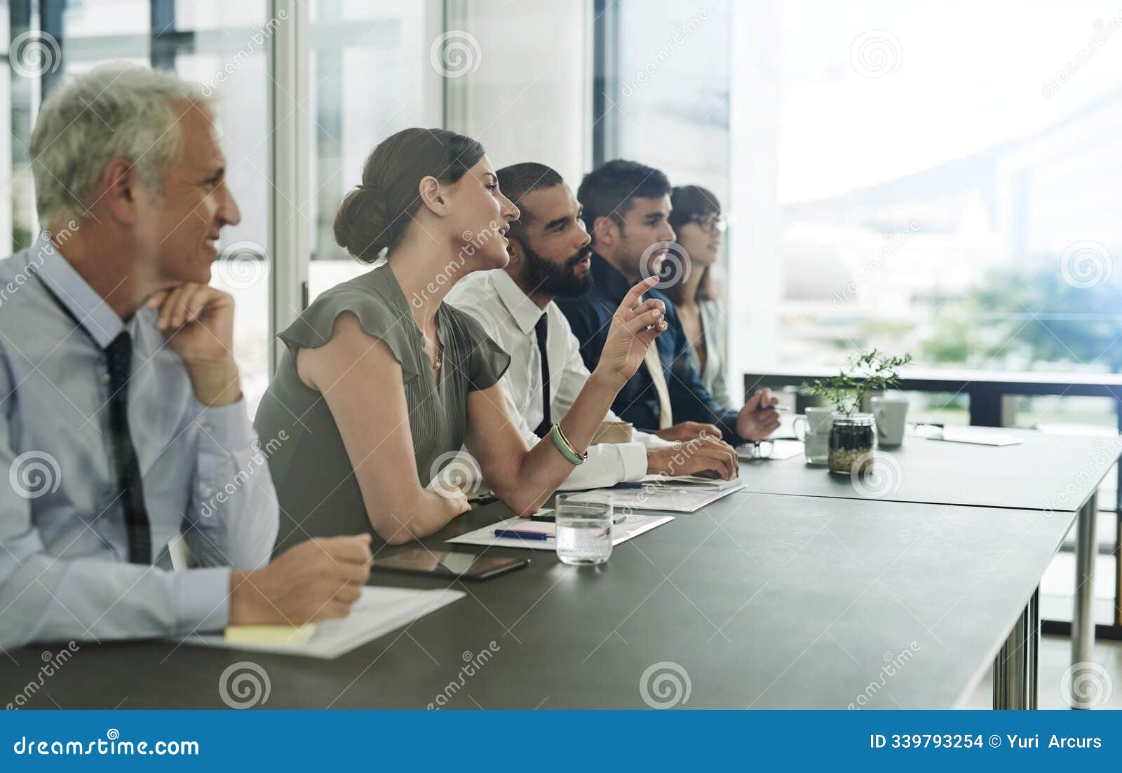 Business People, Conference and Panel for Presentation in Office with ...