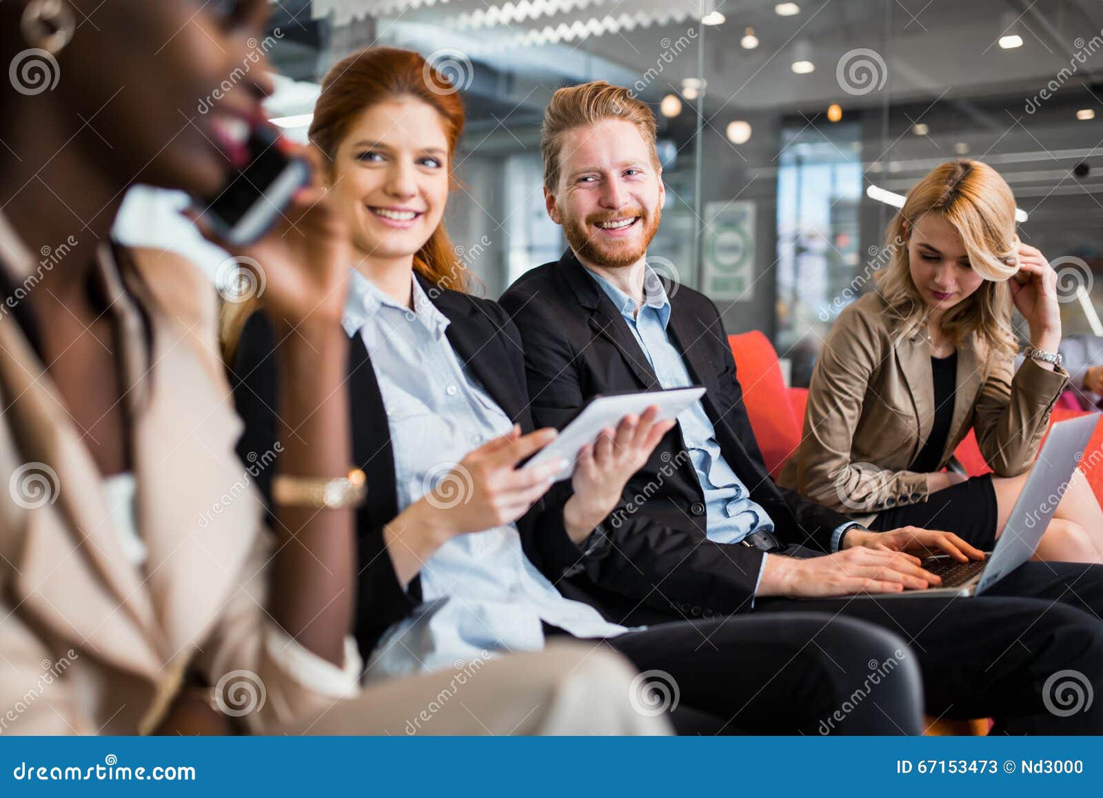 Business People Conversation. Technology at Hand Stock Image - Image of ...