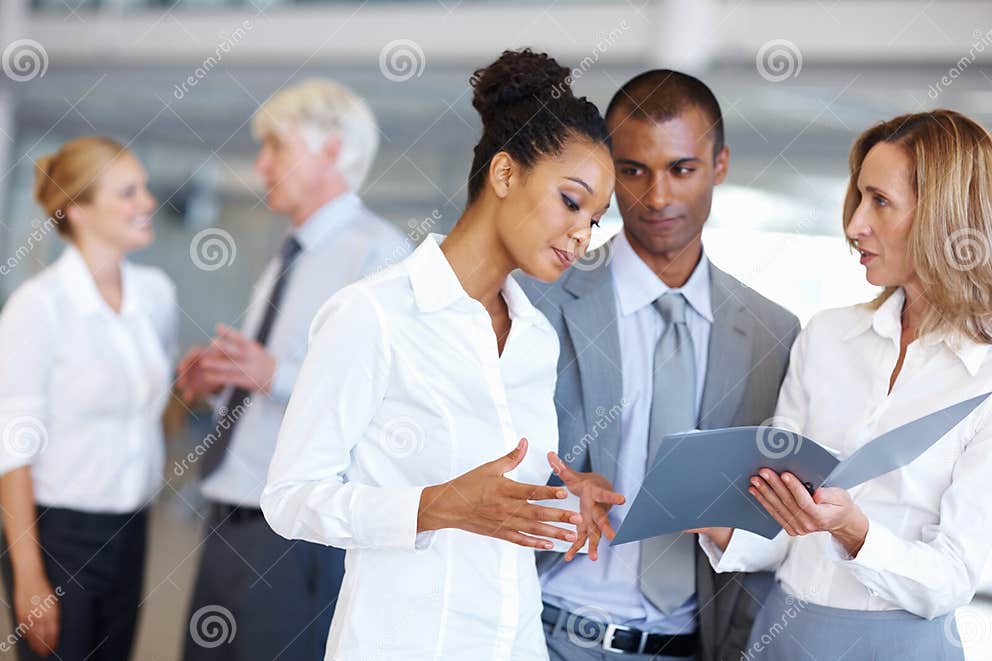Business People Conversing while Looking at Documents. Portrait of ...