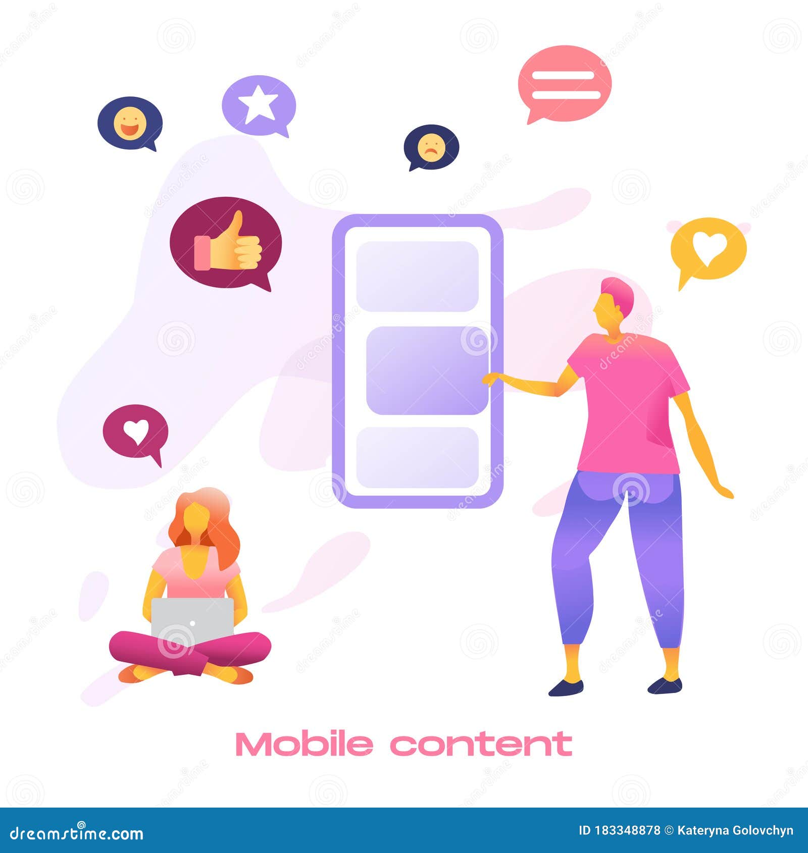 Business People Creative Team Creating Mobile Content on Huge ...