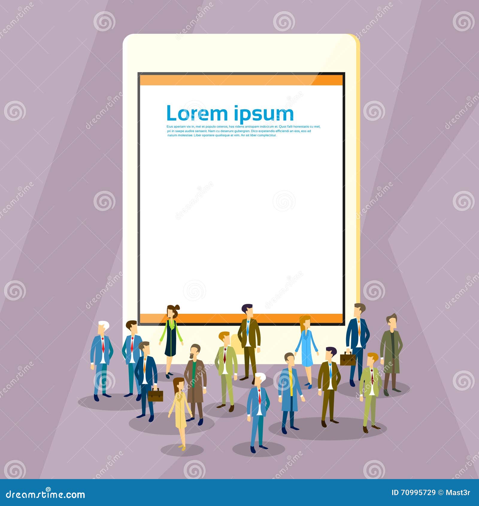 Business People Crowd Over Tablet Computer Screen Empty with Copy Space ...