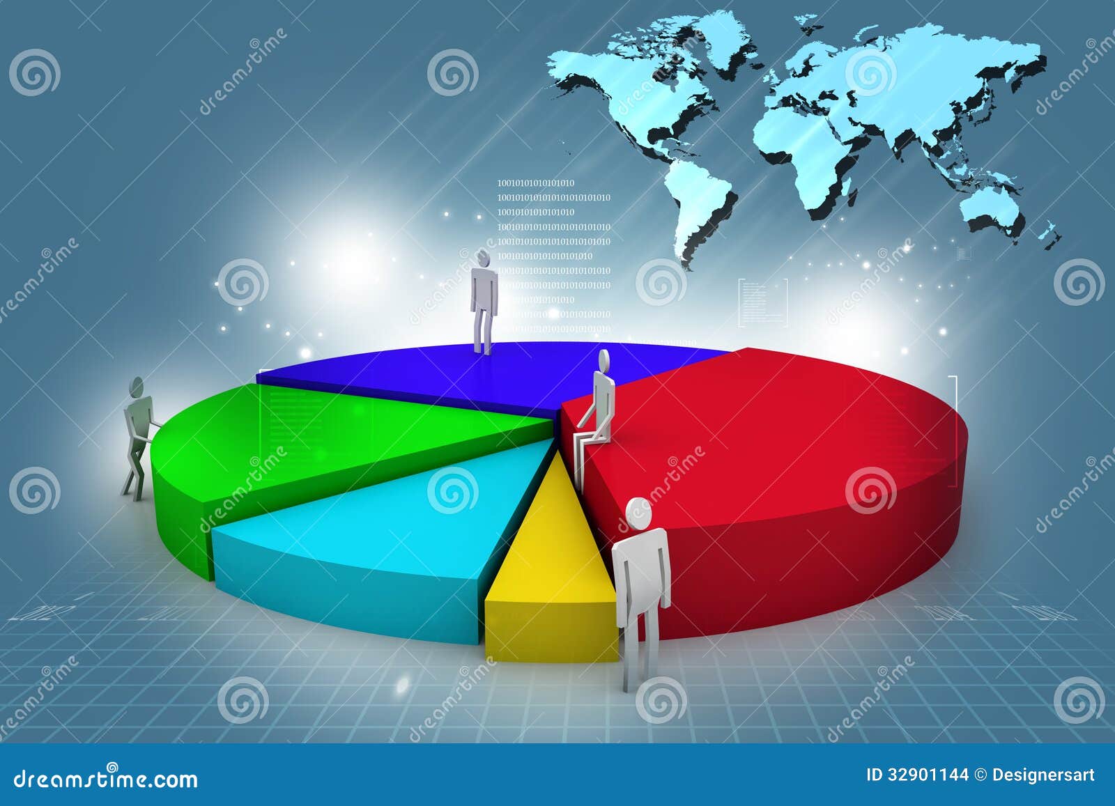 Business People and 3d Pie Chart Stock Illustration - Illustration of ...