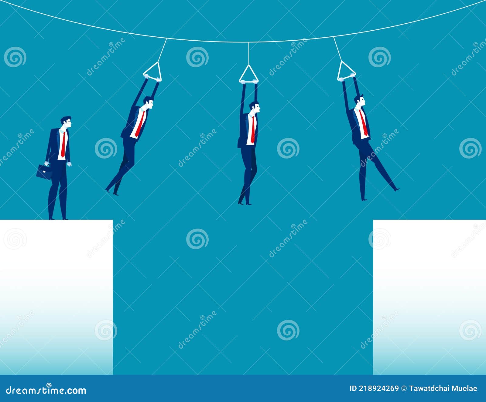 Business People on Dangers Rope. Risk and Competition in Business Life ...