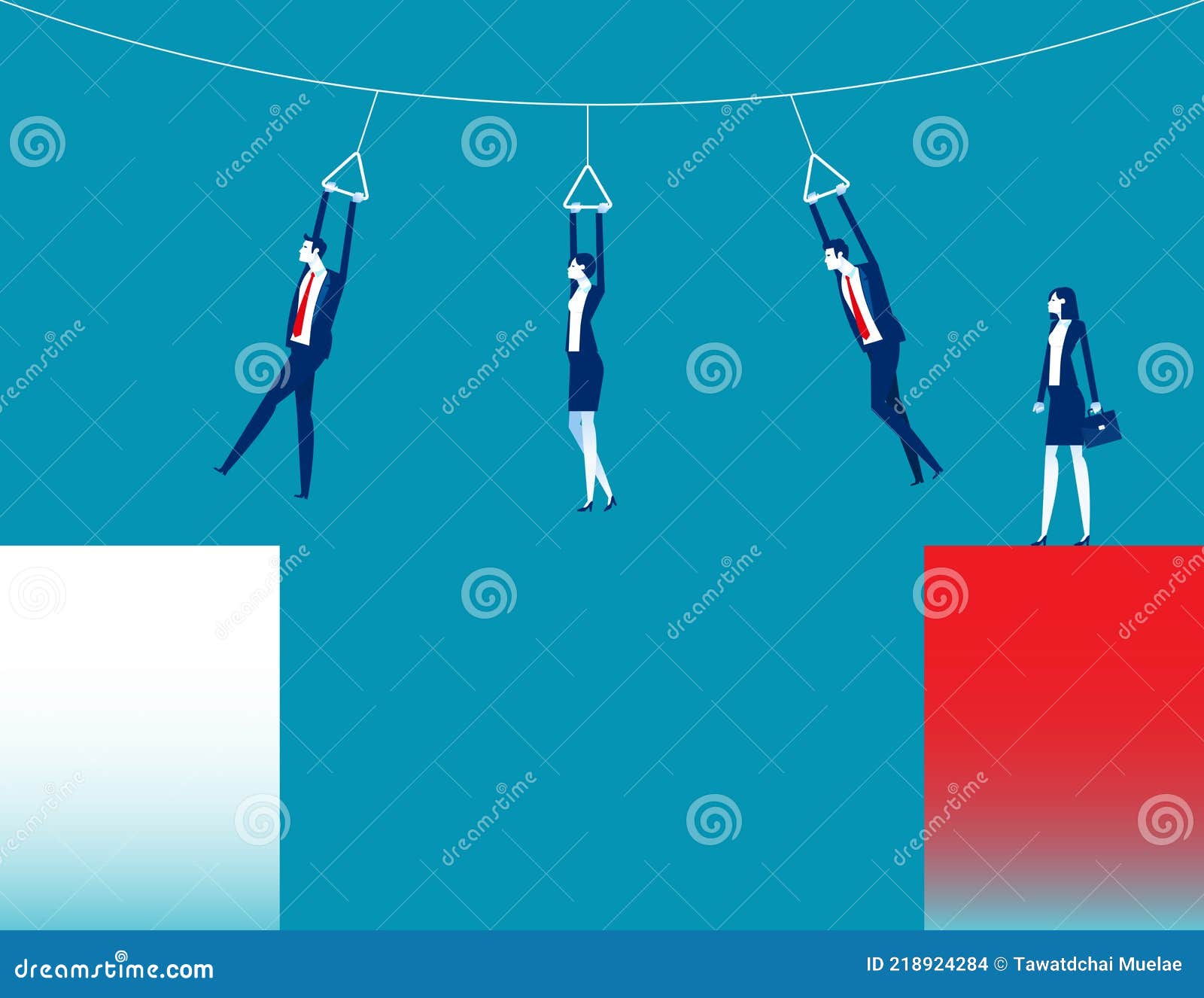 Business People on Dangers Rope. Risk and Competition in Business Life ...