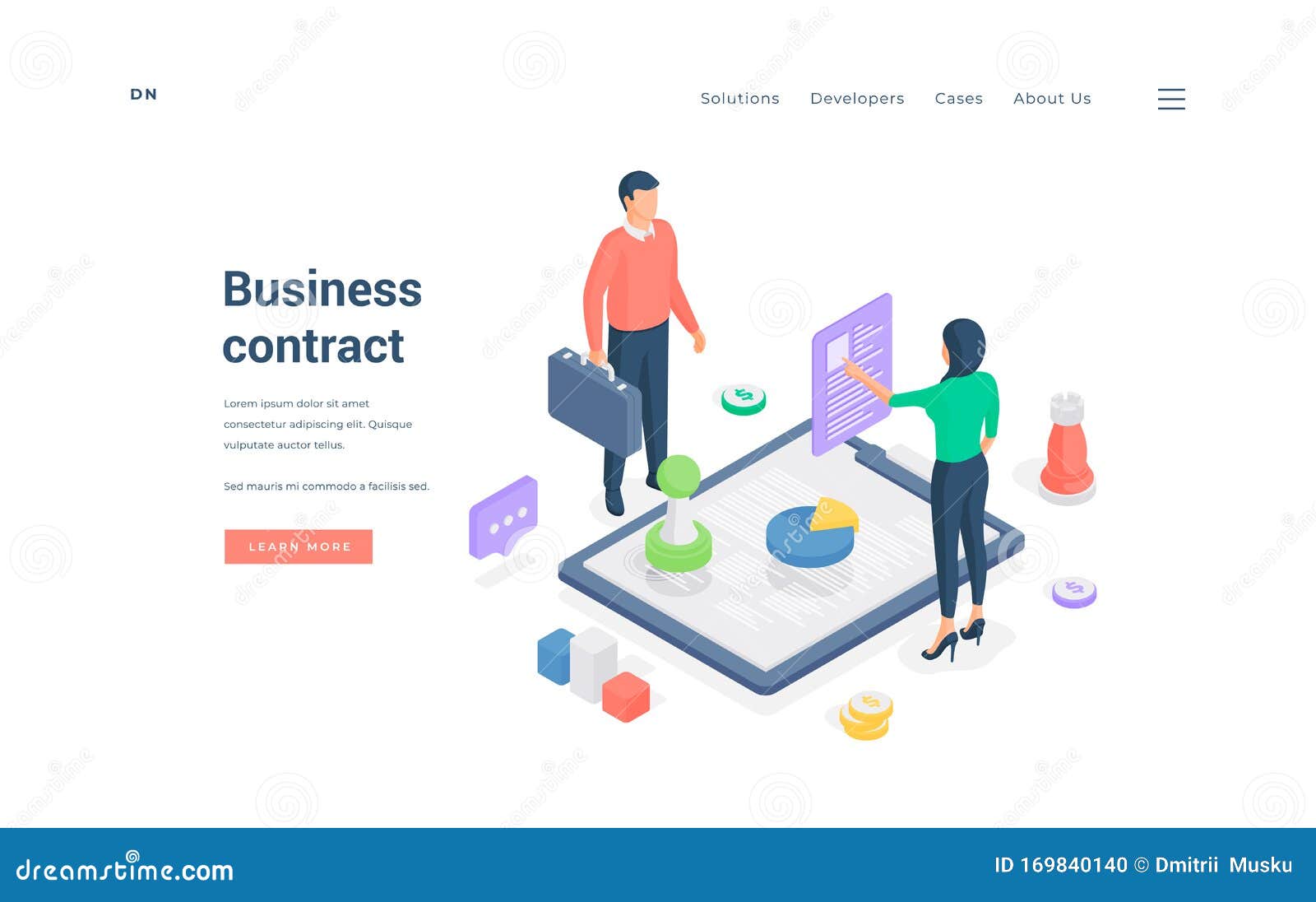 Business People Developing Contract Together Isometric Vector ...