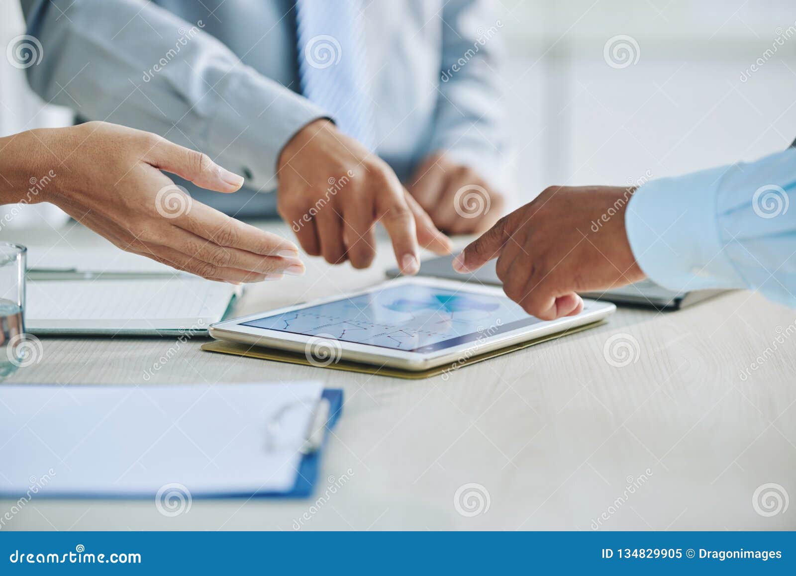 Business People Discussing Document Stock Image - Image of hands ...