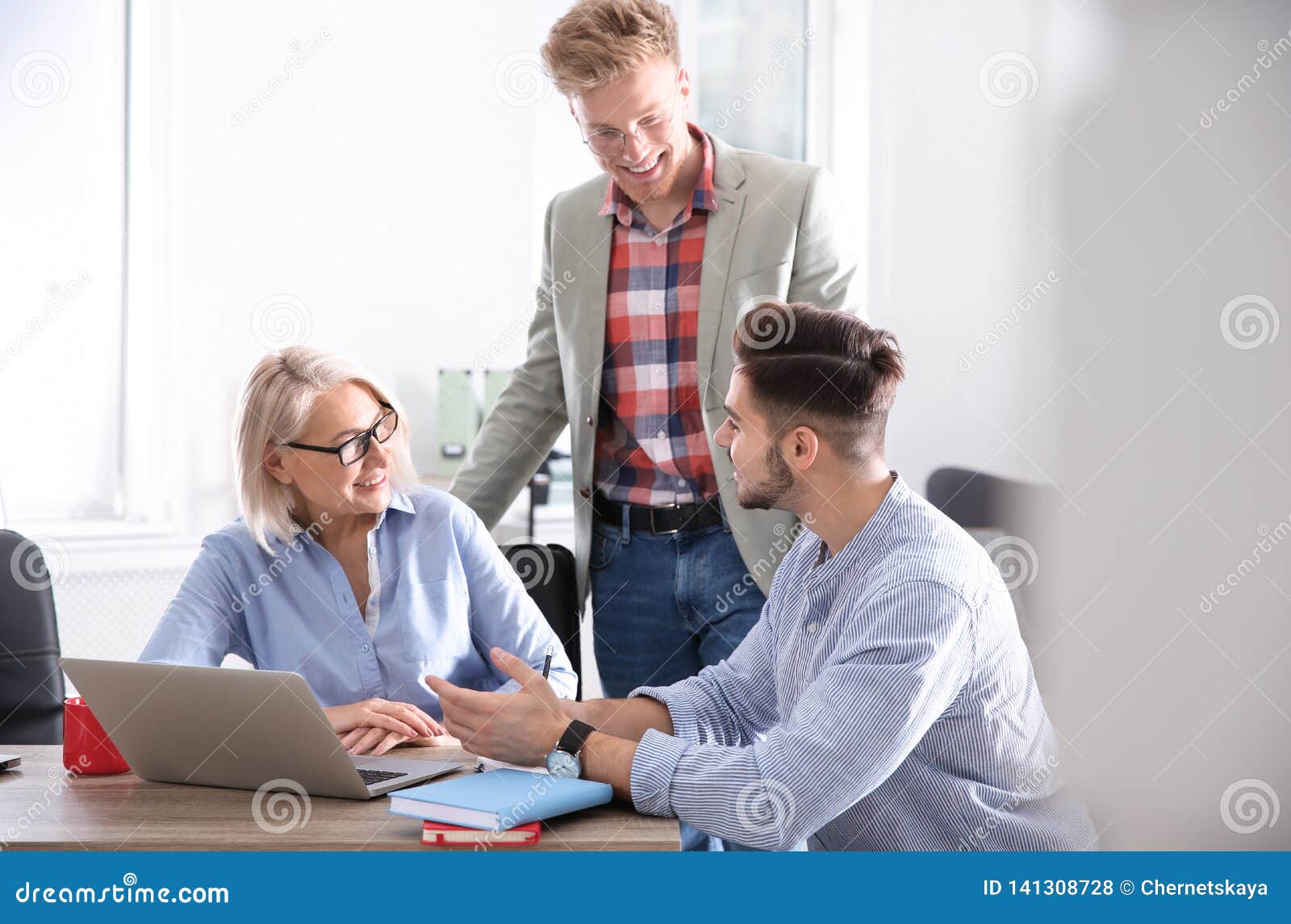 Business People Discussing Work Matters in Office. Stock Photo - Image ... Business People Discussing Work Matters in Office. Stock Photo - Image ...