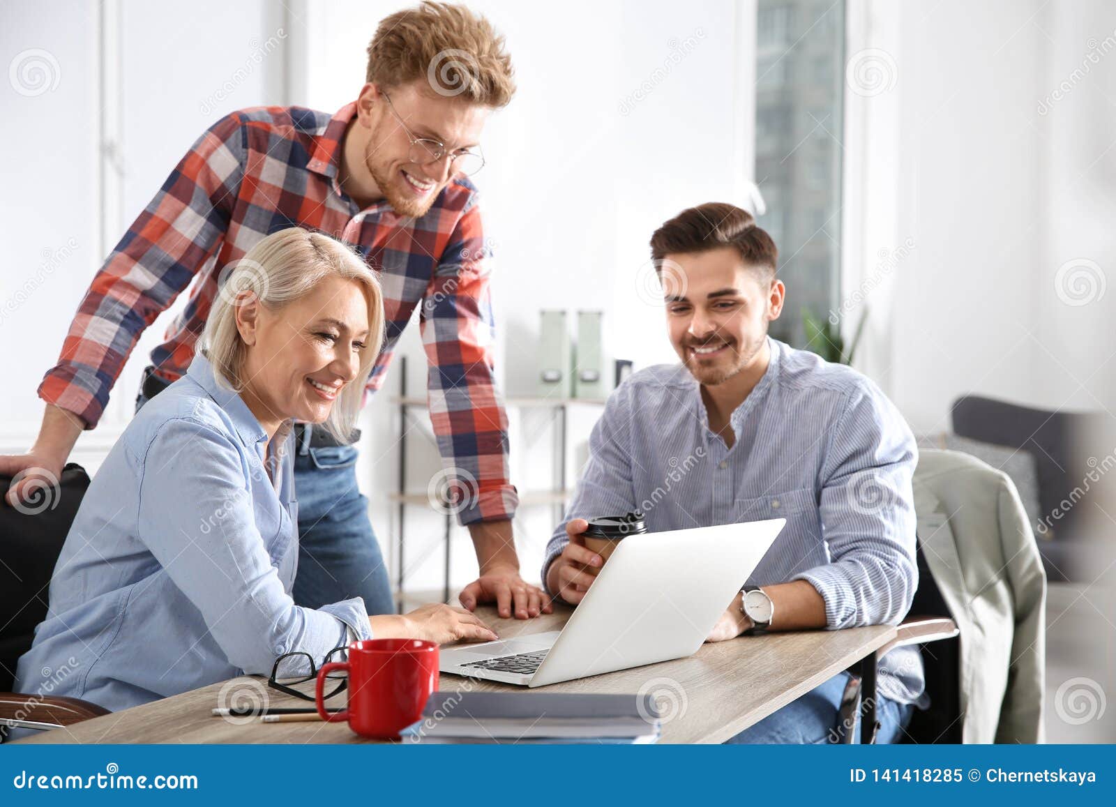 Business People Discussing Work Matters in Office. Stock Image - Image ...