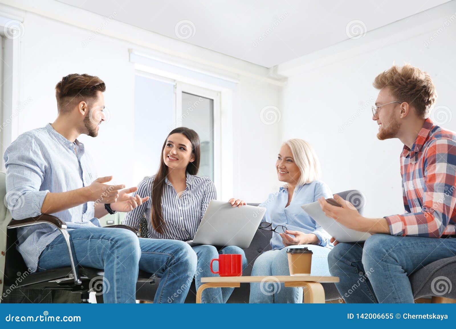 Business People Discussing Work Matters in Office. Stock Image - Image ...
