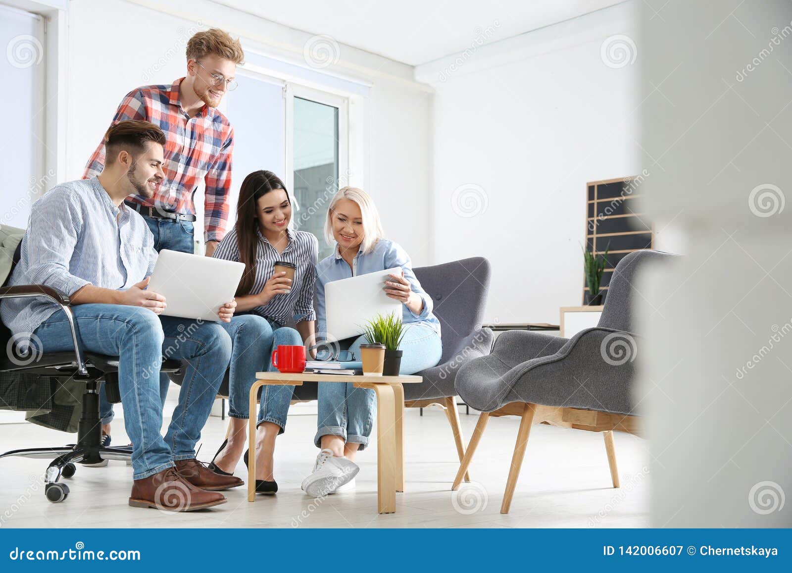 Business People Discussing Work Matters in Office, Space for Text ... Business People Discussing Work Matters in Office, Space for Text ...