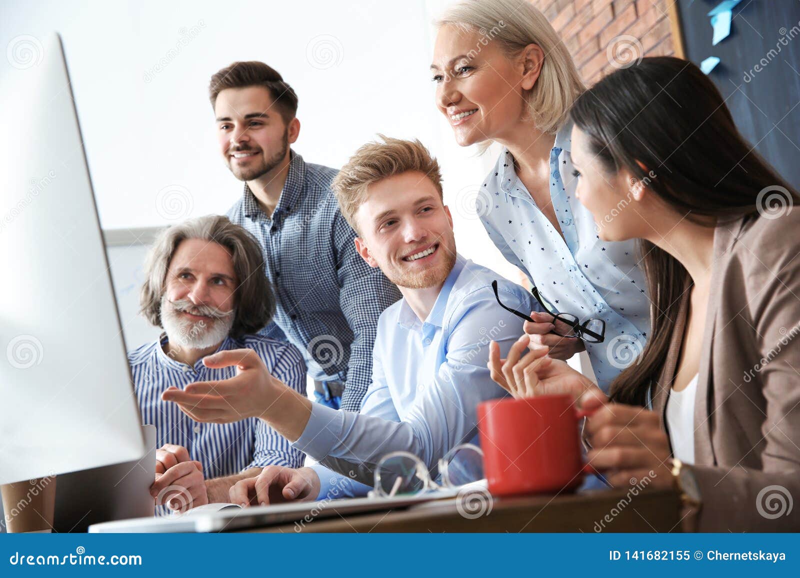 Business People Discussing Work Matters at Table in Office. Stock Image ... Business People Discussing Work Matters at Table in Office. Stock Image ...