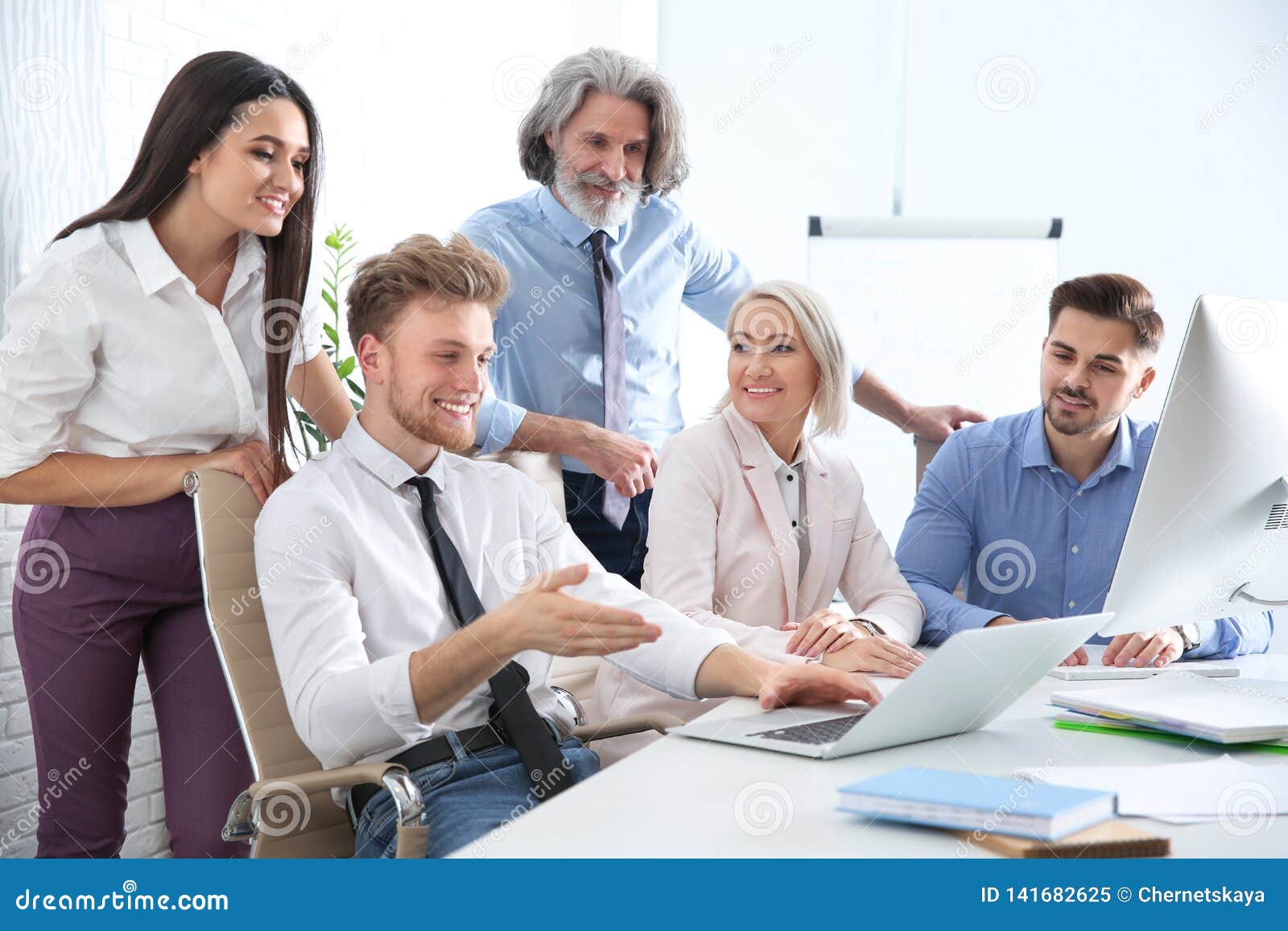 Business People Discussing Work Matters at Table in Office Stock Image ... Business People Discussing Work Matters at Table in Office Stock Image ...