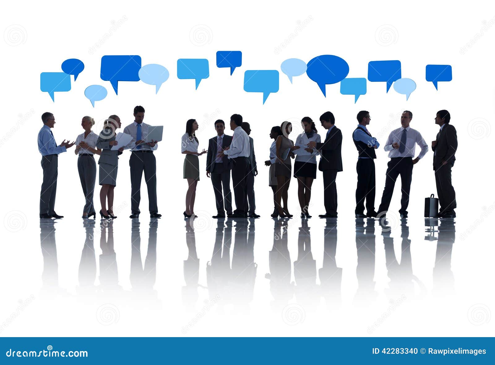 Business People Discussion with Speech Bubbles Stock Photo - Image of ...